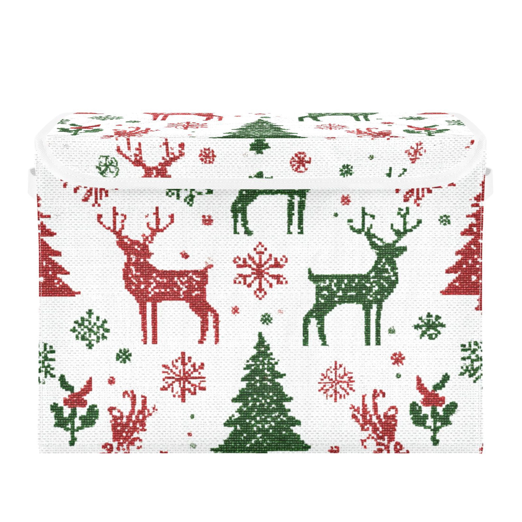 Christmas Reindeer Snowflake Knit Pattern Foldable Storage Bins with ...