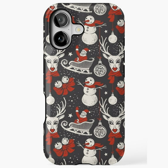 Christmas Reindeer Snowman Tree Pattern Design Case for iPhone 17 ...