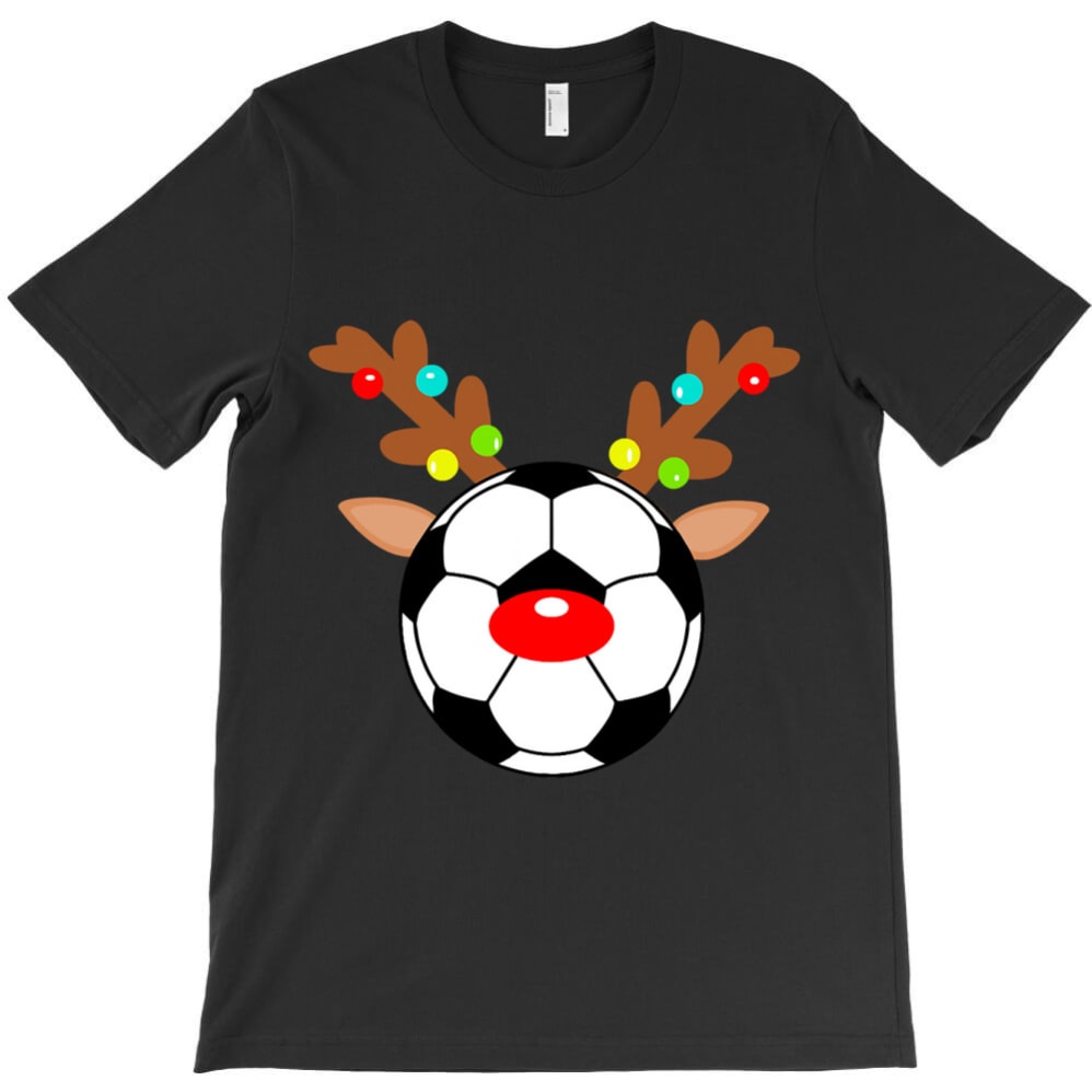 Christmas Reindeer Soccer Ball Funny Sports Lover Holiday Graphic T ...