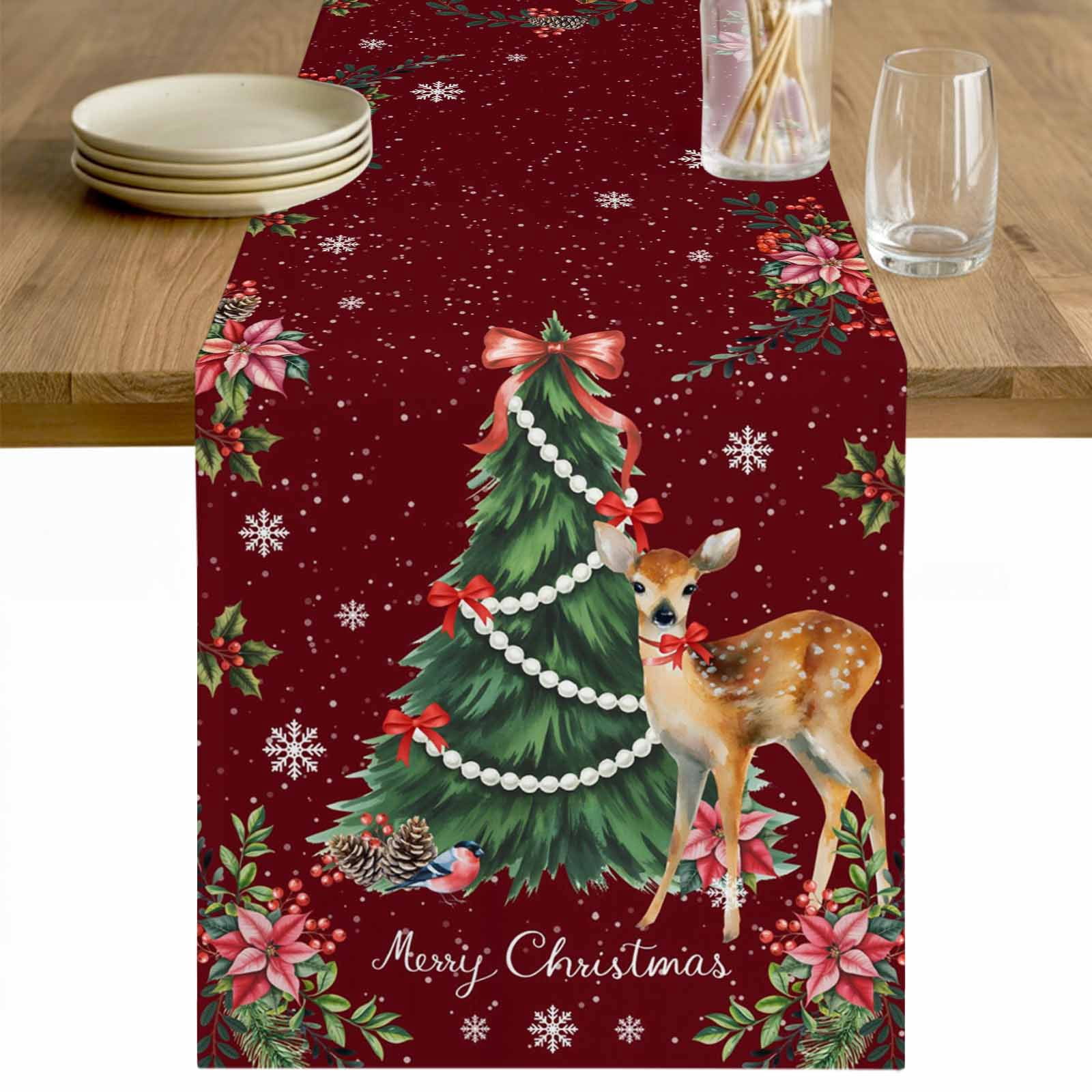 Christmas Reindeer Table Runner 90 Inches Long Farmhouse Dress Scarves ...