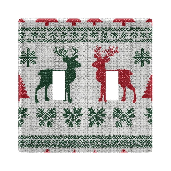 Christmas Reindeer Trees Knit Pattern Light Switch Cover Electrical ...