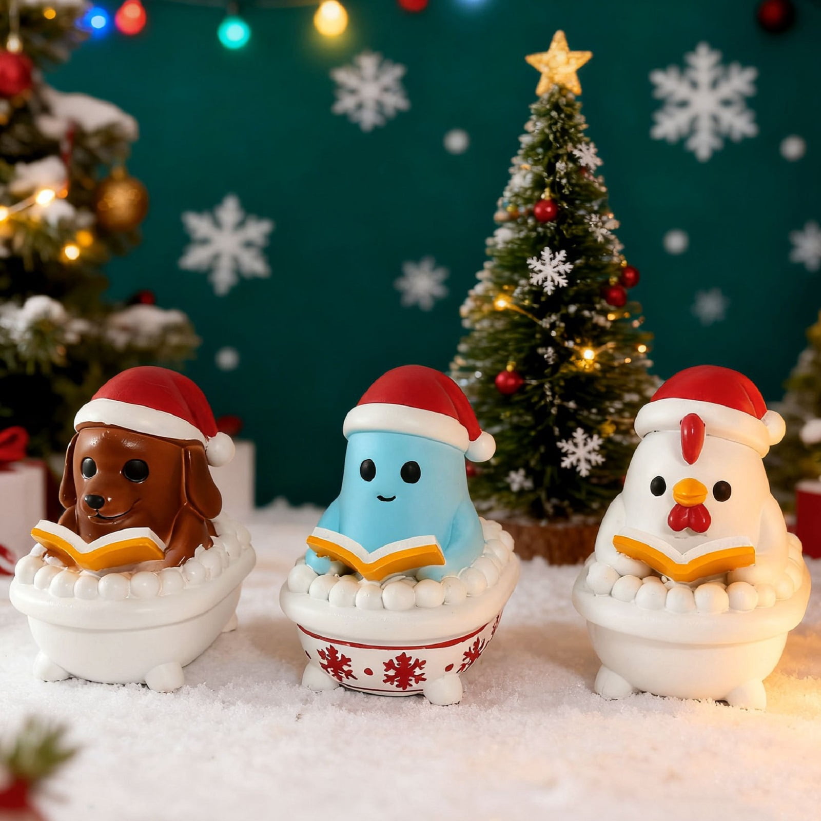 Christmas Resin Bathtub Santa Snowman Decorative Lamp, Holiday Party ...