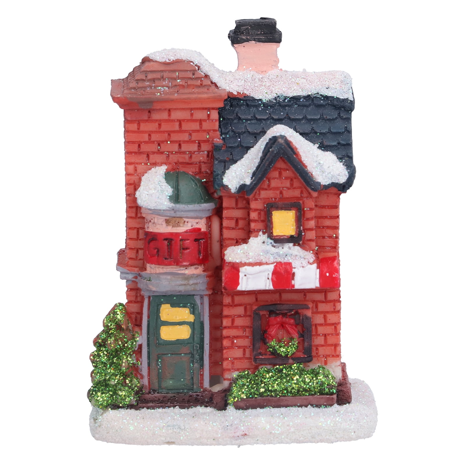 Christmas Resin House LED Warm Light Mini Landscape Resin House ...
