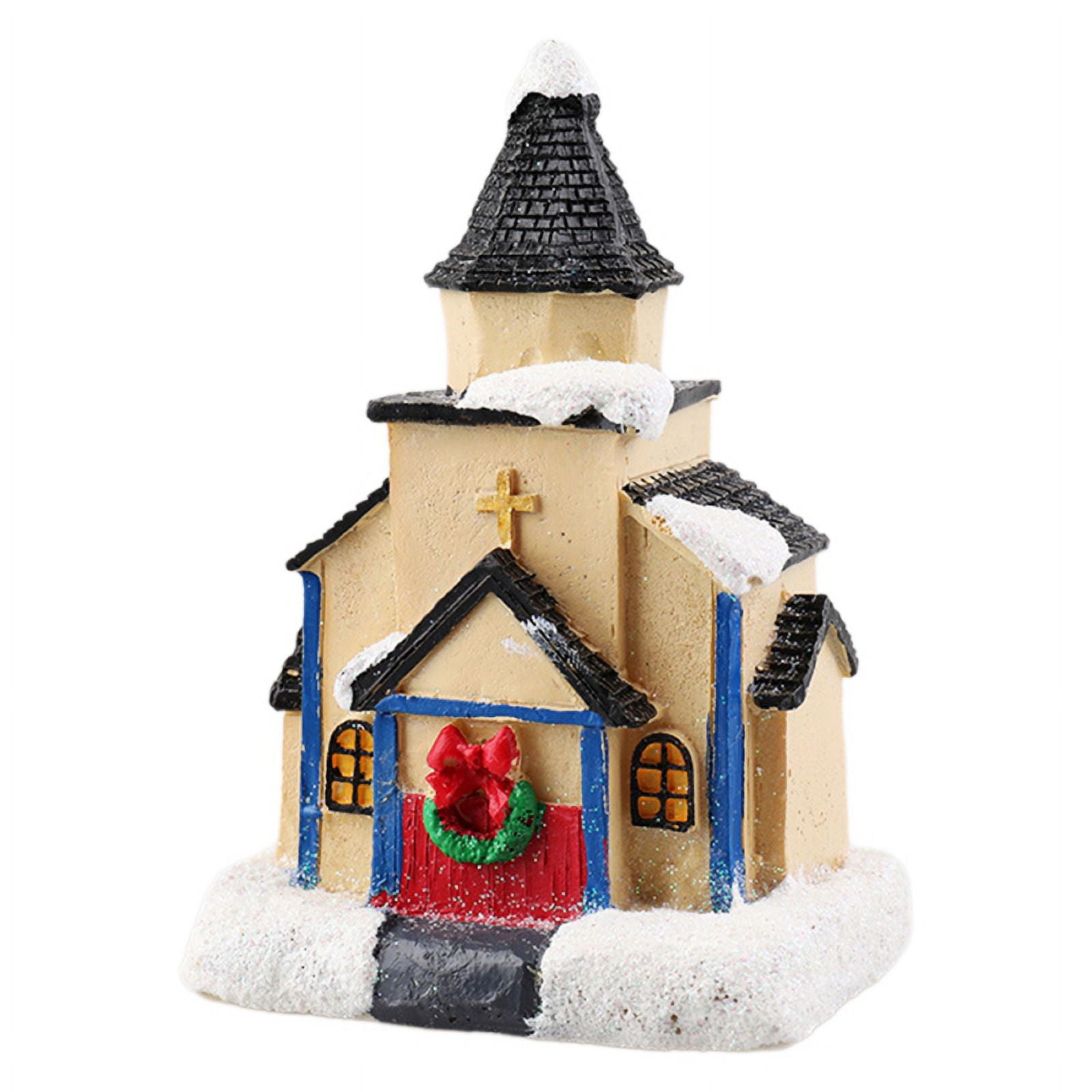 Christmas Resin Scene Village Houses Town with Warm White LED Light ...
