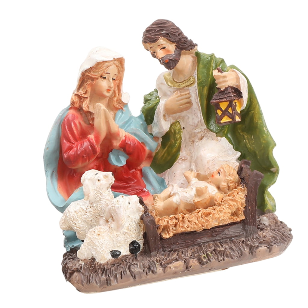 Christmas Resins Holy Family Figurines Traditional Nativity Scene Shelf ...