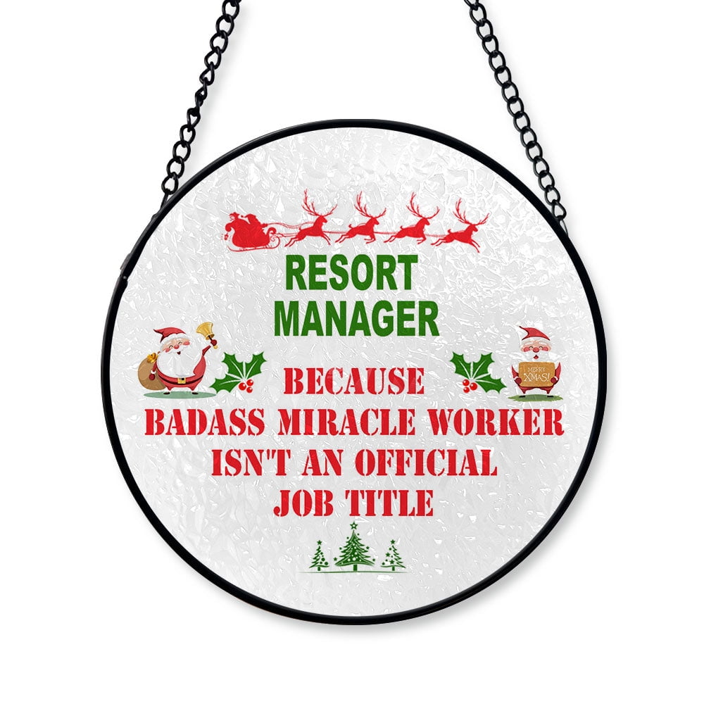 Christmas Resort Manager Stained Glass Window Hanging 2025, Resort ...