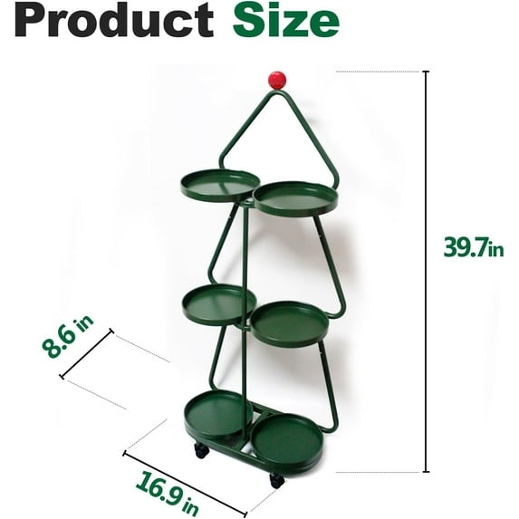 Christmas Retro Plant Stand, 3-Tier Handmade Wrought Iron Flower Rack ...