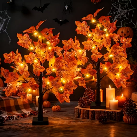 Christmas Retro Red Bird LED Tree Lights with Red Berries & Maple ...