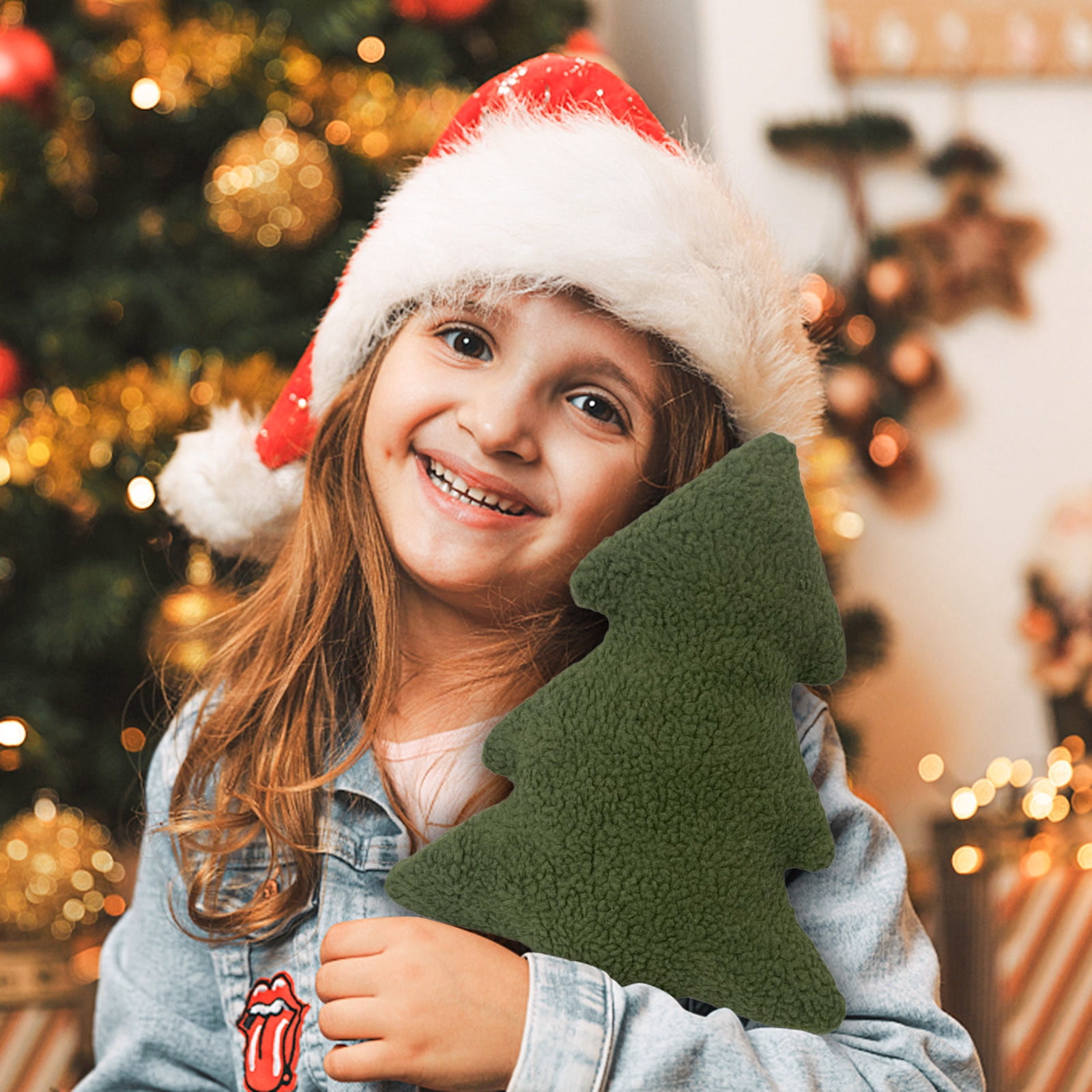 Christmas Rhinestone Fuzzy Christmas Tree Pillow - Sparkly Soft Plush ...