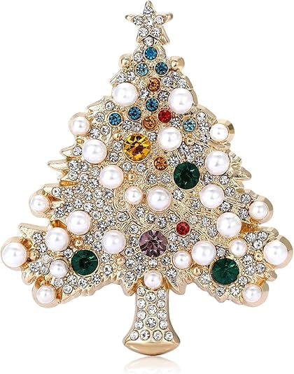 Christmas Rhinestone Tree Brooch for Women Unique Crystal Sparkling ...