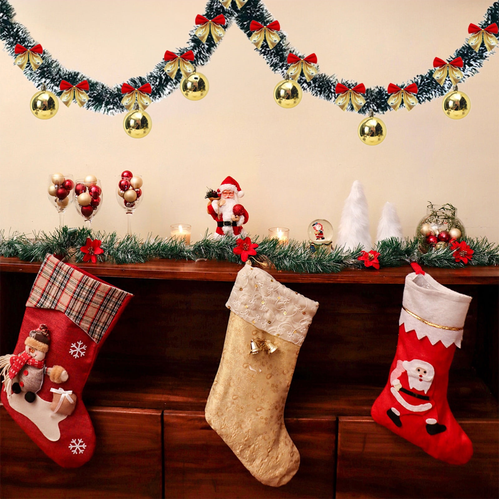 Christmas Ribbon Garland 2 Meter | White Edged Multicolor Decorative ...