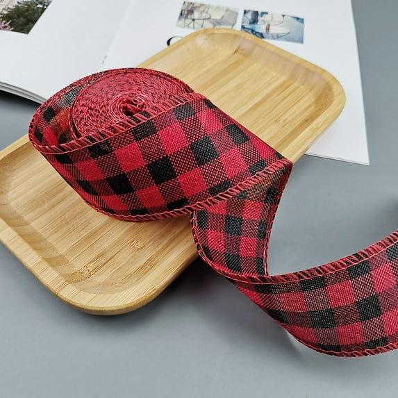 Christmas Ribbon,Red and black Plaid Ribbon,6cm wide Total 6m long ...