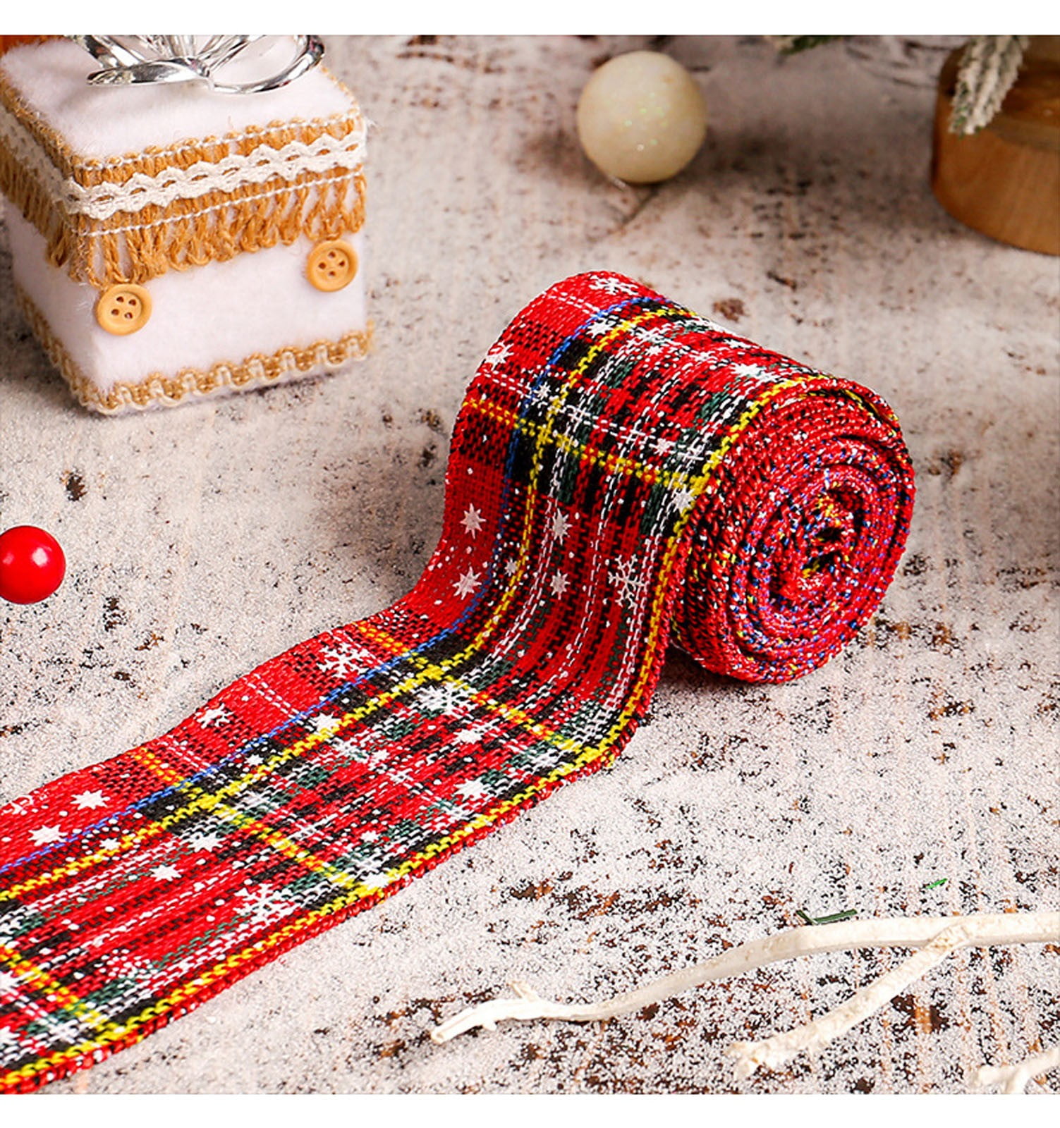 Christmas Ribbon Wired Glitter Metallic Wired Ribbon Thick Ribbon Tree ...