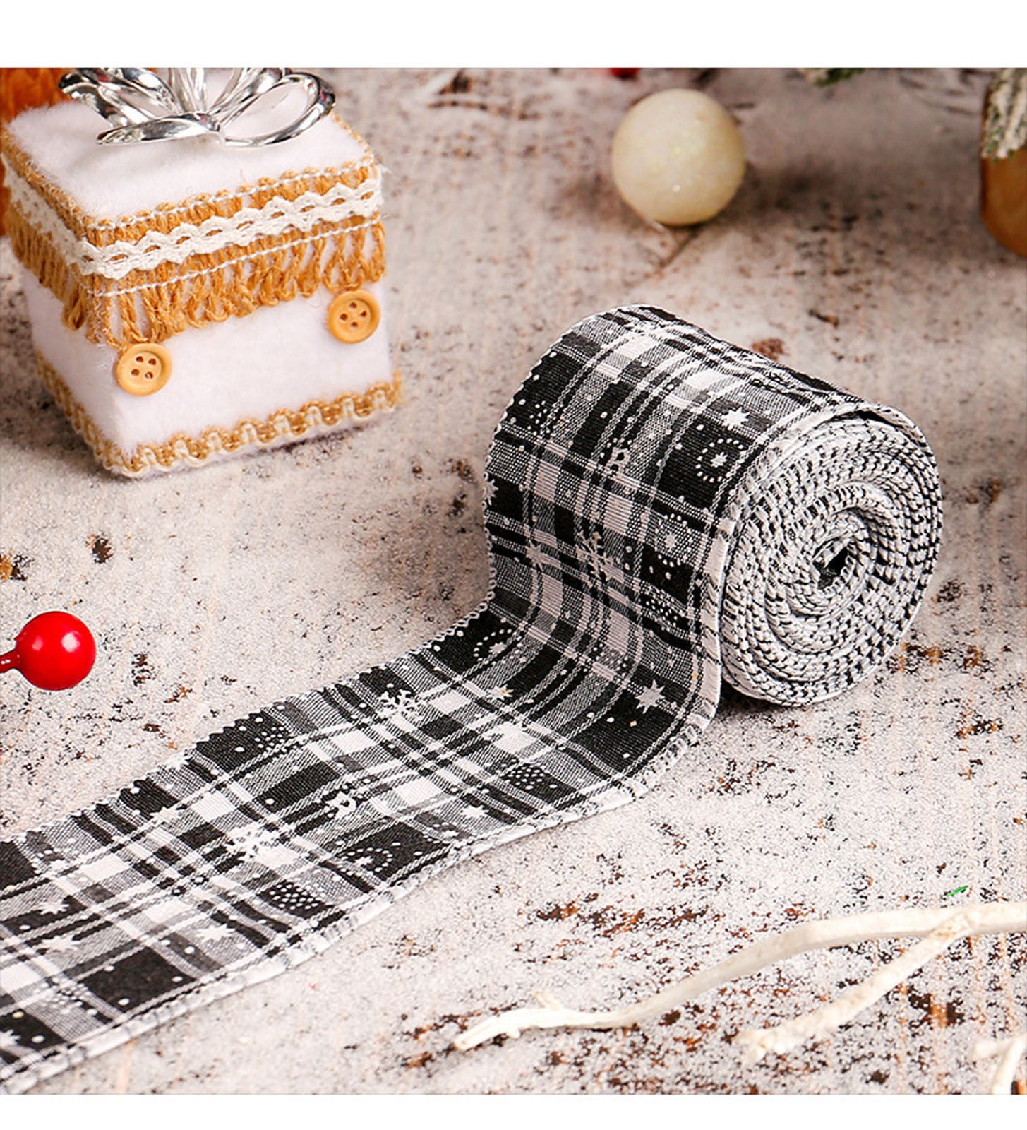 Christmas Ribbon Wired Glitter Metallic Wired Ribbon Thick Ribbon Tree ...