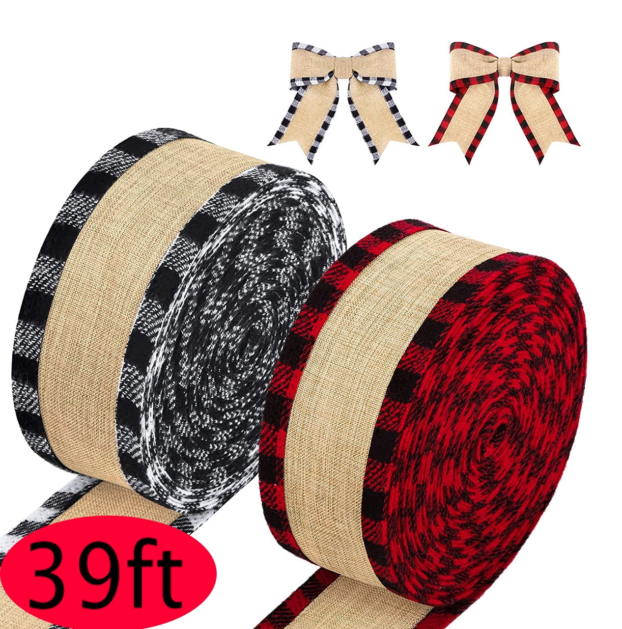 Walmart Christmas Checked Ribbons, Buffalo Plaid Wired Garland for DIY ...