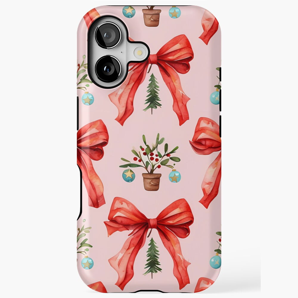 Christmas Ribbons Mistletoe Art Phone Case 17 16 15 14 13 12 11 Pro Max ...
