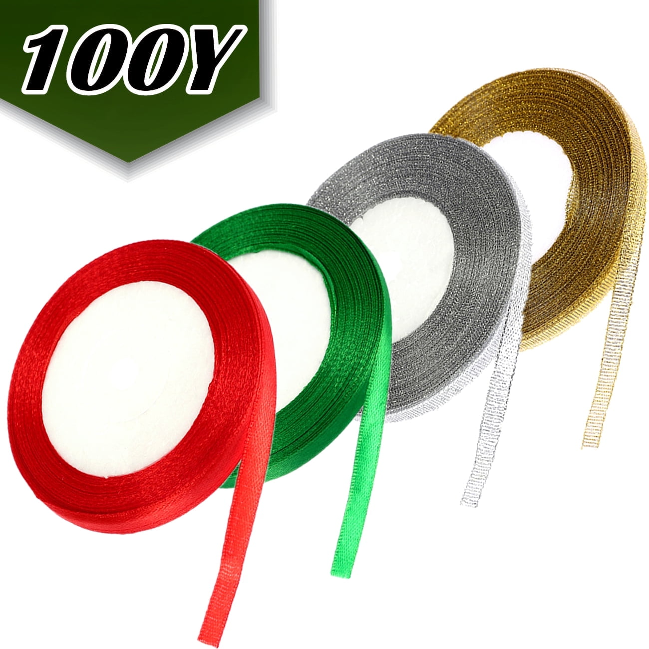 Christmas Ribbons for Crafts, Gift Wrapping, Glitter, Holiday Satin ...