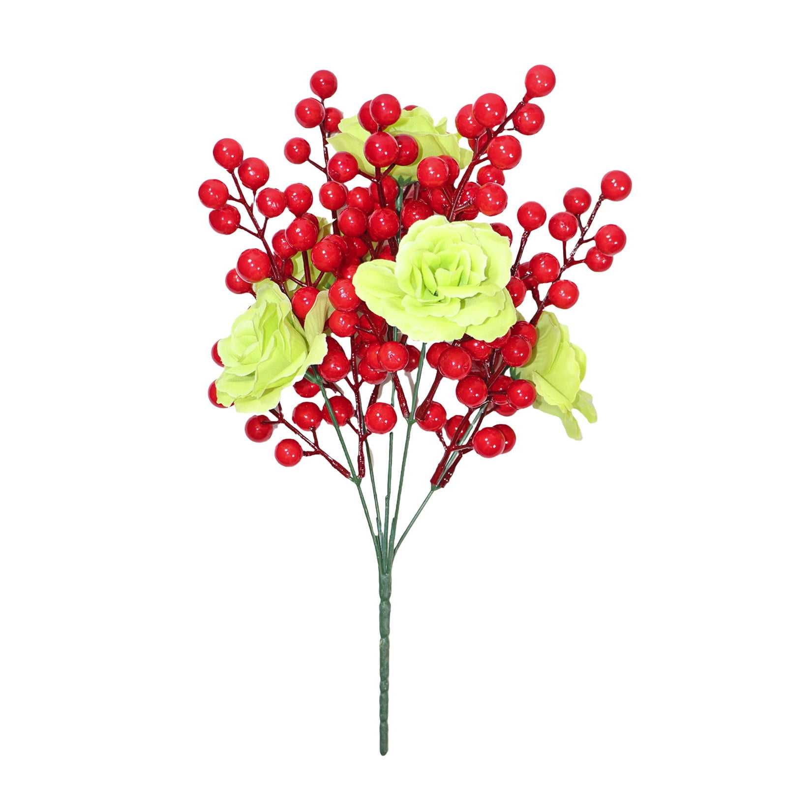 Christmas Rose Berry Spray, Faux Flower Stem Pick 13 Inch, Christmas ...
