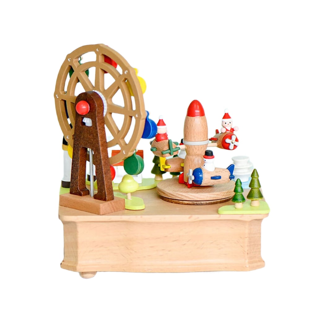 Christmas Rotating Ferris Wheel Music Box Wood Melodies Collectible ...