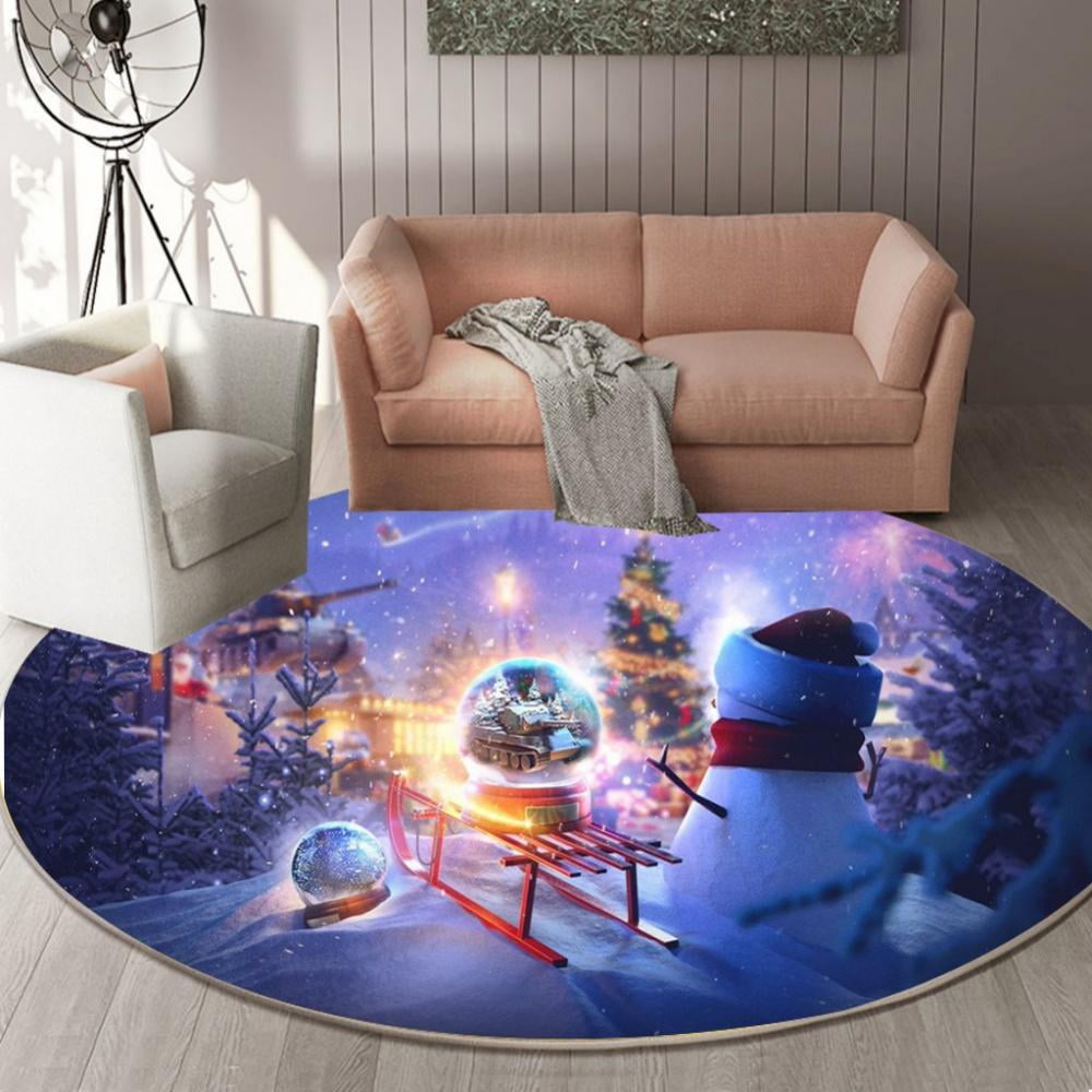 Christmas Round Carpets Circle Rugs Snowman Santa Claus Pattern ...