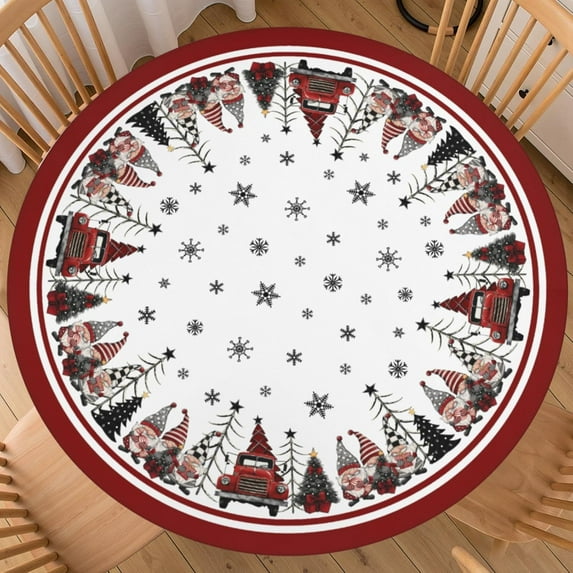Christmas Round Fitted Tablecloth Best for 48"-52" Xmas Christmas Table ...