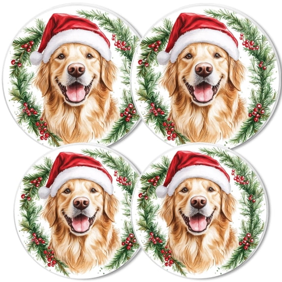 Christmas Round Gas Stove Burner Covers, Christmas Green Wreath Cute ...
