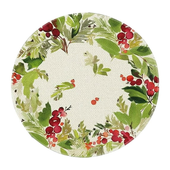 A Christmas Round Placemats Faux Linen Table Mats With Snowman Print ...