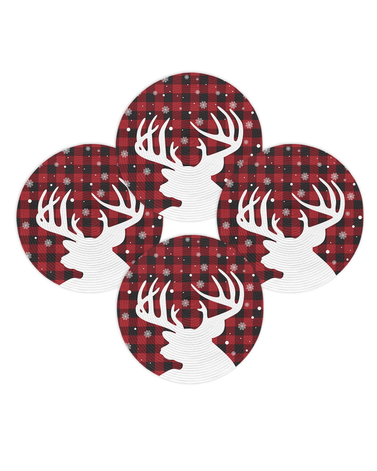 Christmas Round Placemats Set of 4 Christmas Reindeer Place Mats ...