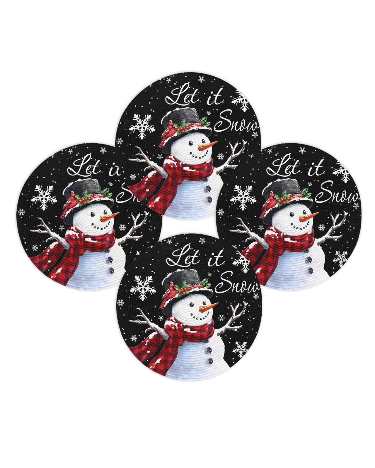 Christmas Round Placemats Set of 4 Christmas Snowman Place Mats ...