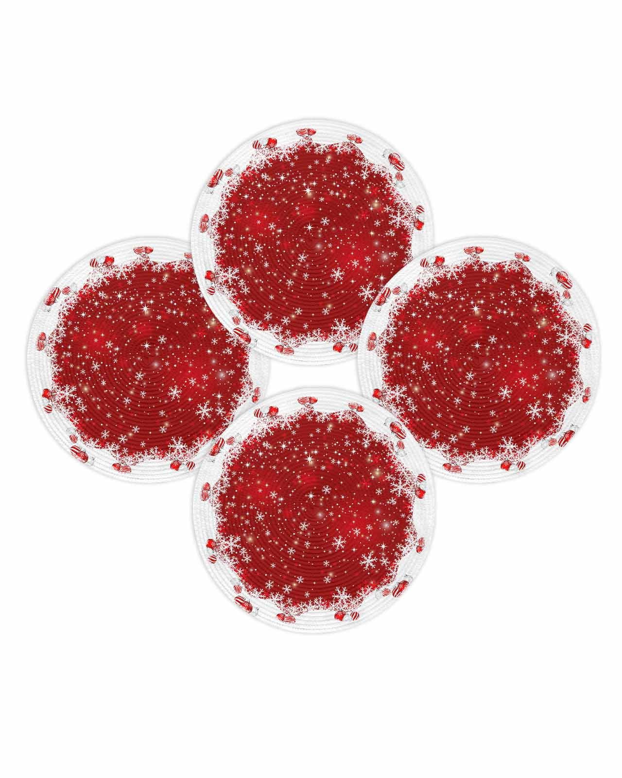 Christmas Round Placemats Set of 4 Red Christmas Balls Place Mats ...