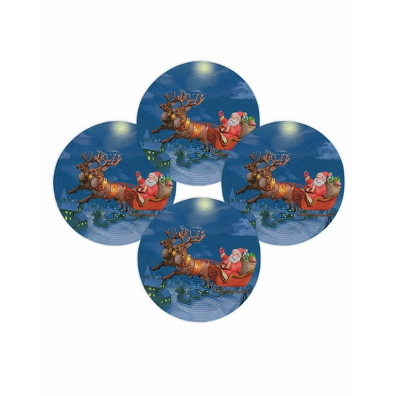 Christmas Round Placemats Set of 4 Santa Claus Place Mats Washable ...