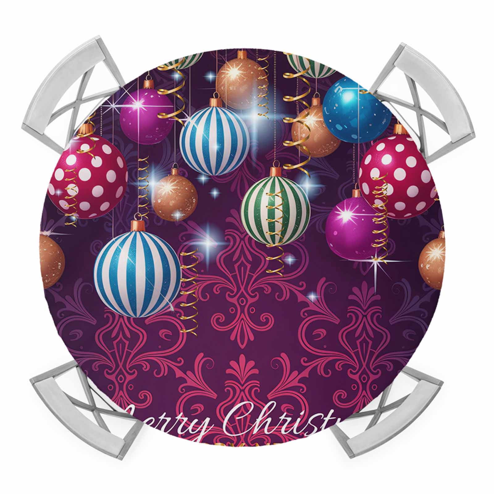 Christmas Round Tablecloth for 45-54 Inch Tables,Fitted Table Cover ...