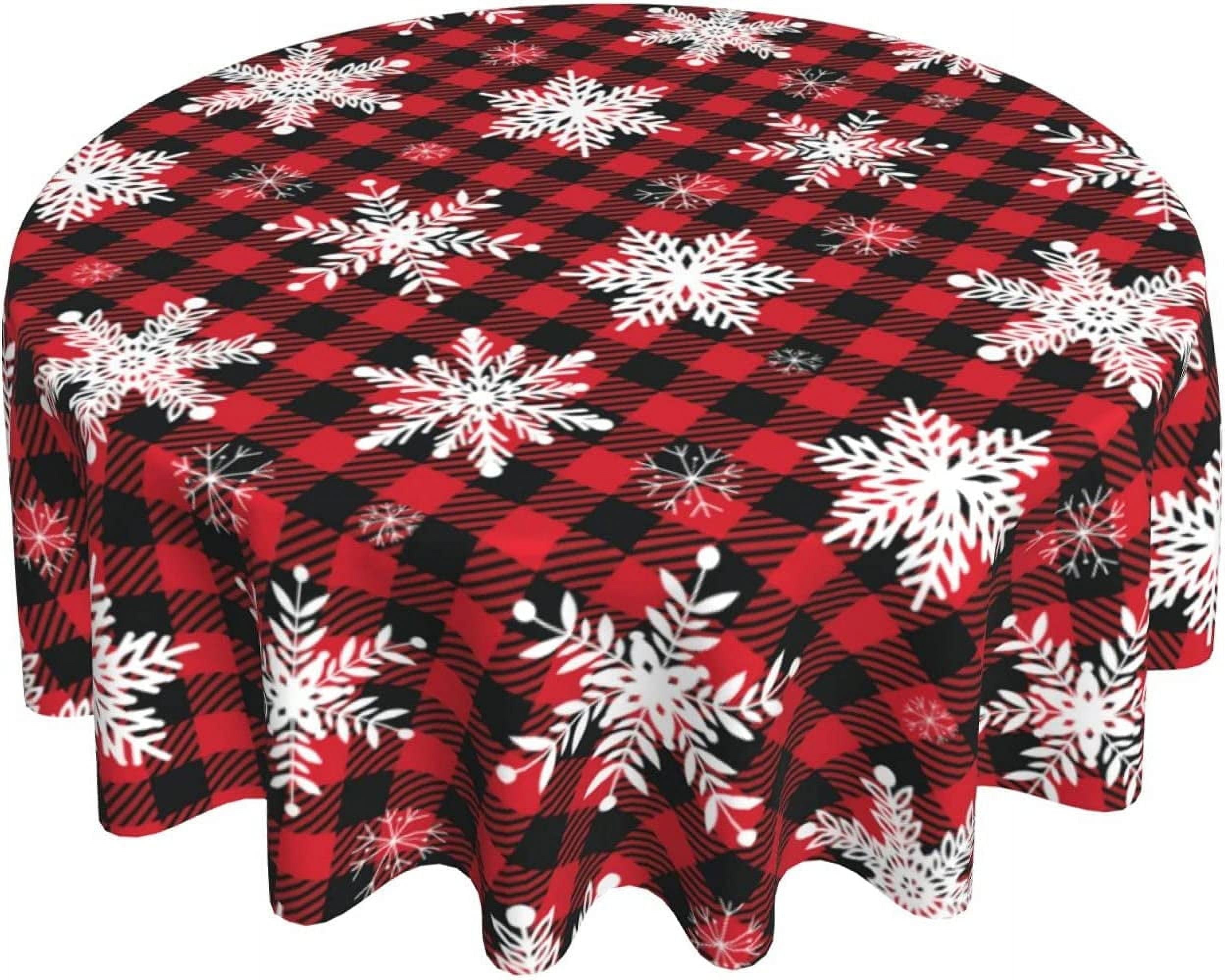 Christmas Round Tablecloth 60 Inch Red Black Buffalo Plaid Tablecloth ...