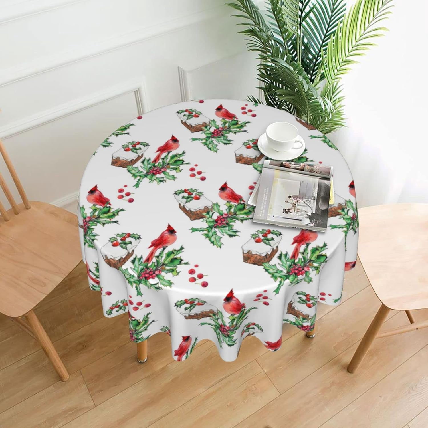 Christmas Round Tablecloth 60inch, Christmas Snowman Seamless ...