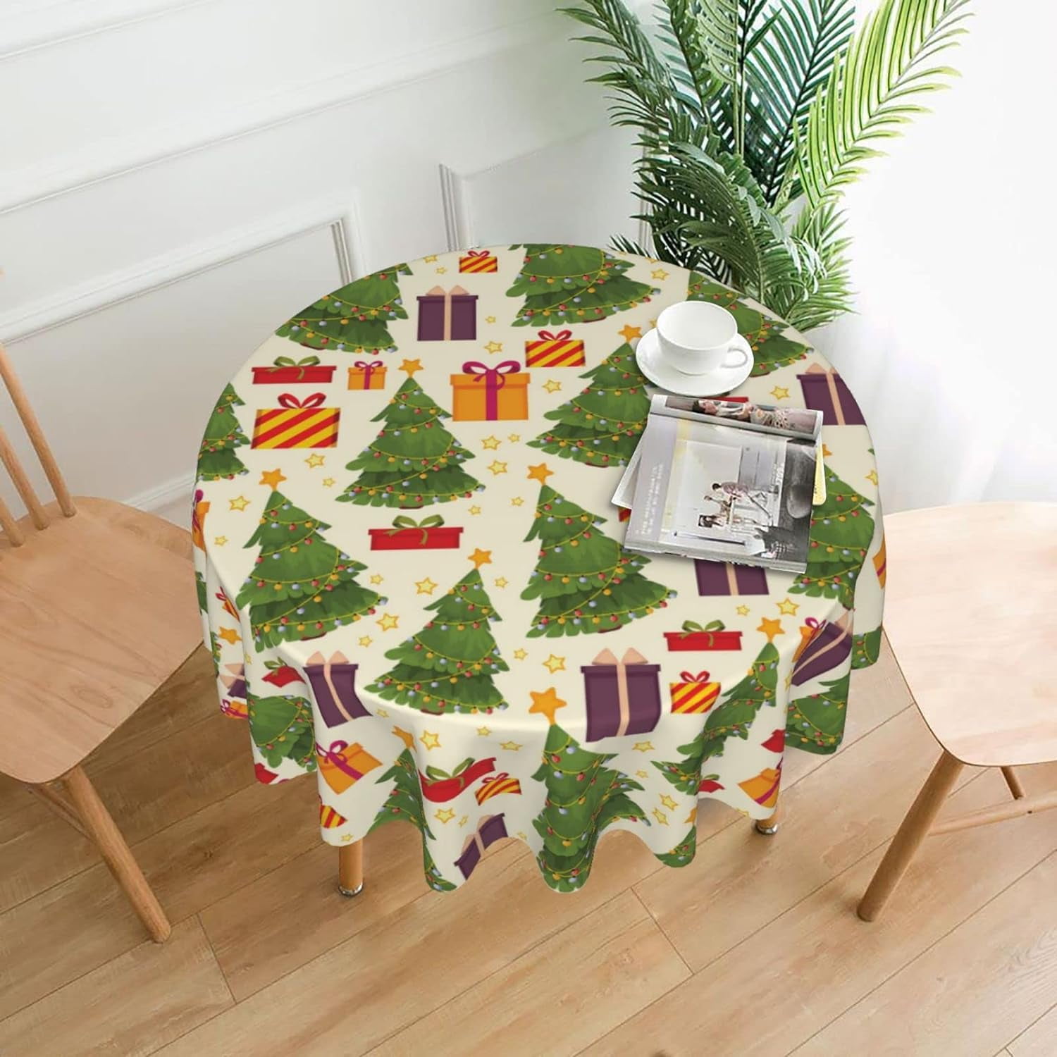Christmas Round Tablecloth 60inch, Christmas Snowman Seamless ...