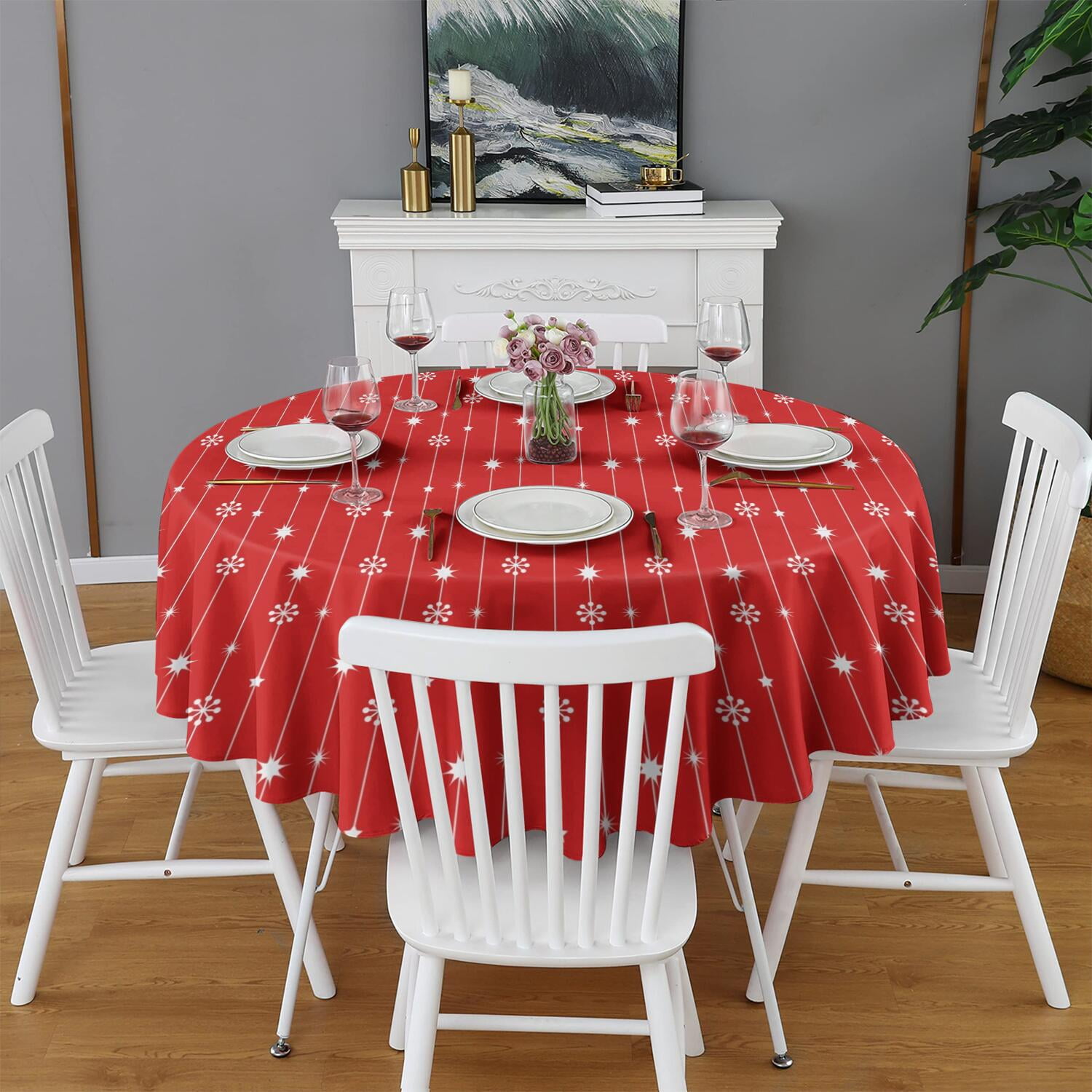Christmas Round Tablecloth 60x60in(153x153cm) – Waterproof Polyester ...