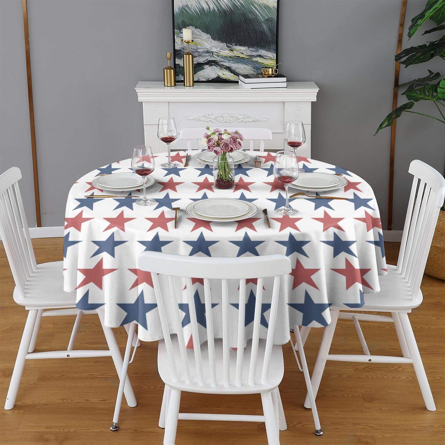 Fashionable Round Tablecloth 70x70in(178x178cm) – Waterproof Polyester ...