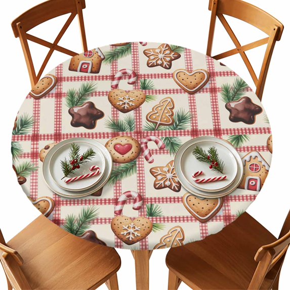 Christmas Round Tablecloth Gingerbread Man Cookies Tablecloths with ...