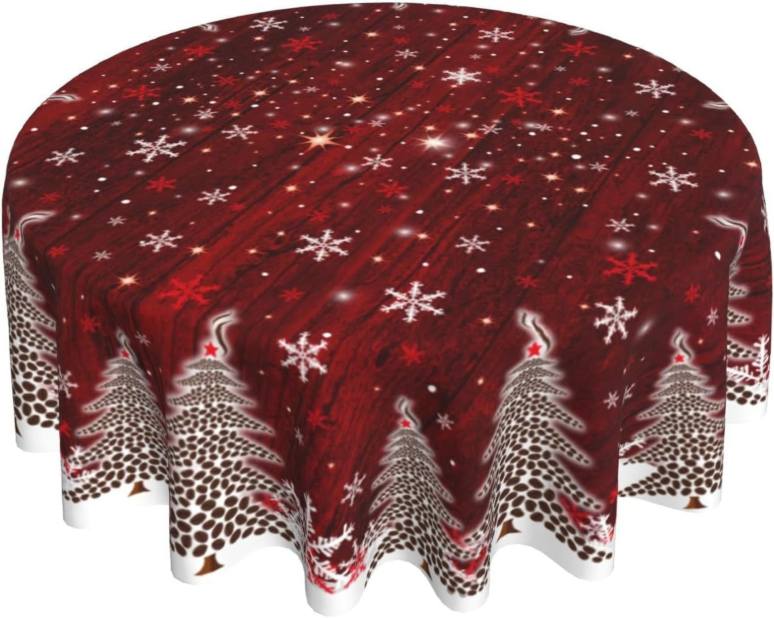 Christmas Round Tablecloth for Kitchen Dining, 60Inch Red White Xmas ...