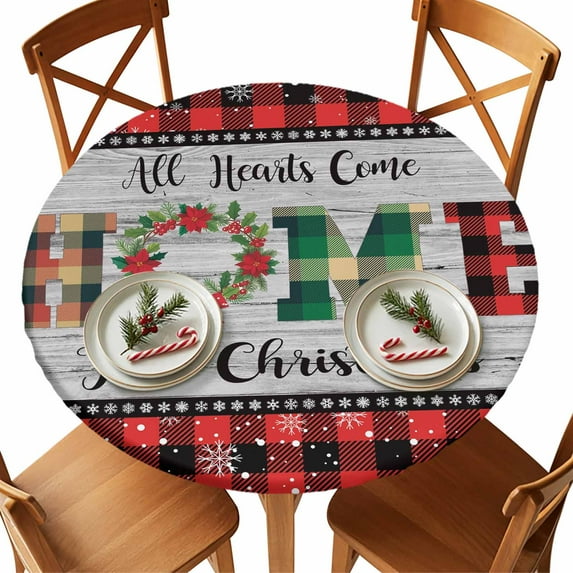 Christmas Round Tablecloth Merry Christmas Tablecloths with Elastic ...
