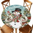 Christmas Round Tablecloth Snowman Tablecloths with Elastic Edge Fitted ...