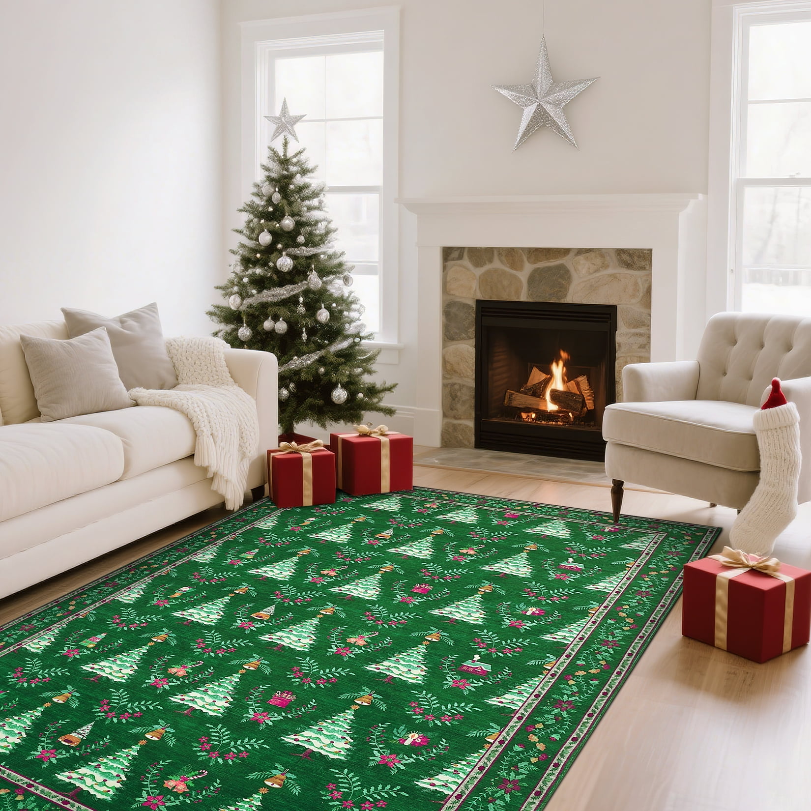 Christmas Rug for Living Room Bedroom, 9x12 Christmas Area Rugs ...