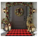 Christmas Rug Red Black Buffalo Plaid Mat for Front Porch Washable ...