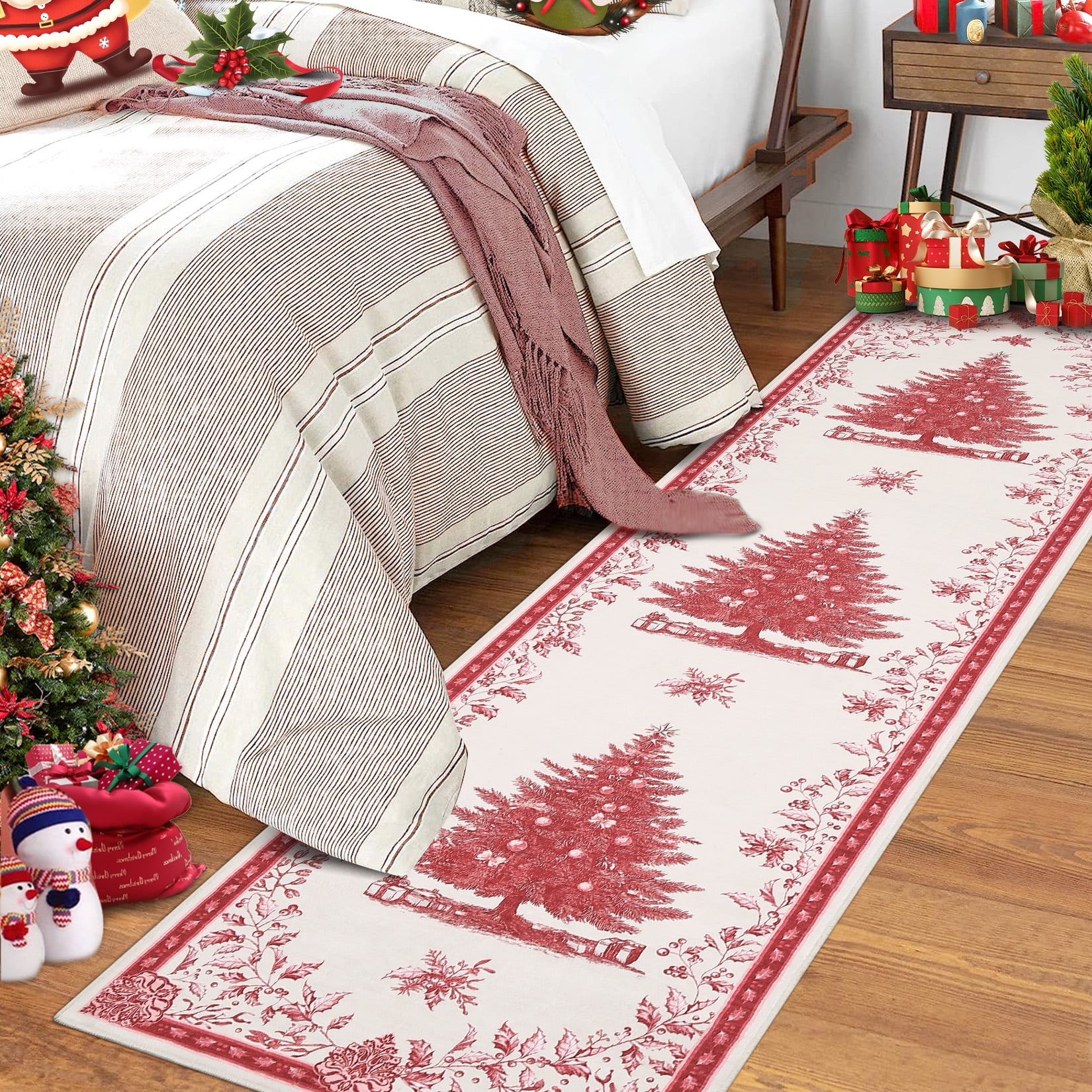 Christmas Rugs,5x7 Washable Area Rug for Bedroom,Christmas Tree Print ...