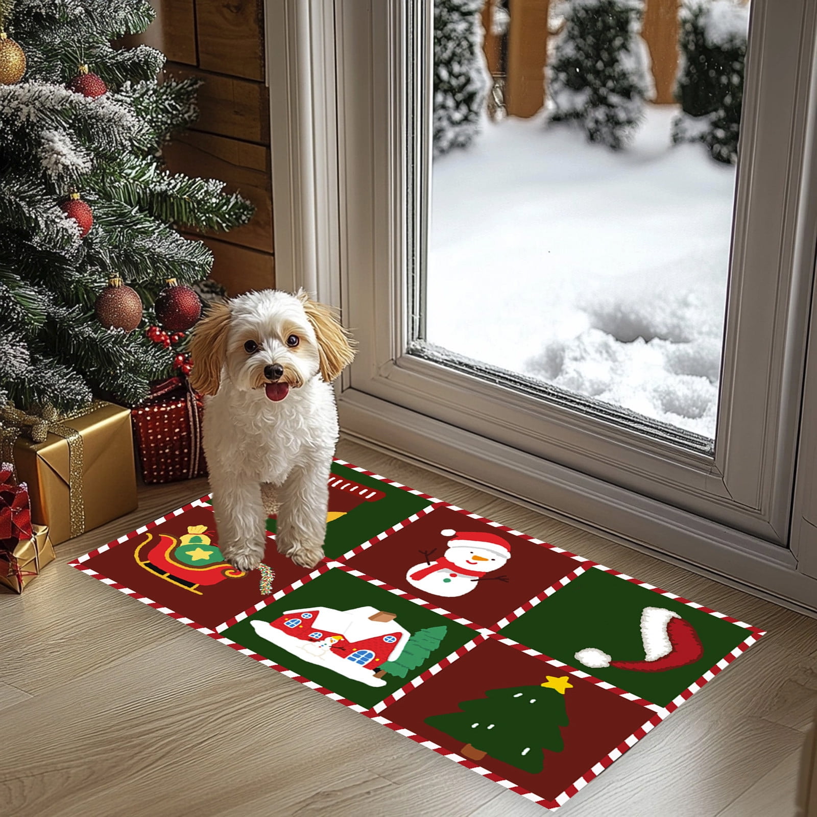 Christmas Rugs Holiday Floor Mat Indoor Seasonal Decoration For Living ...