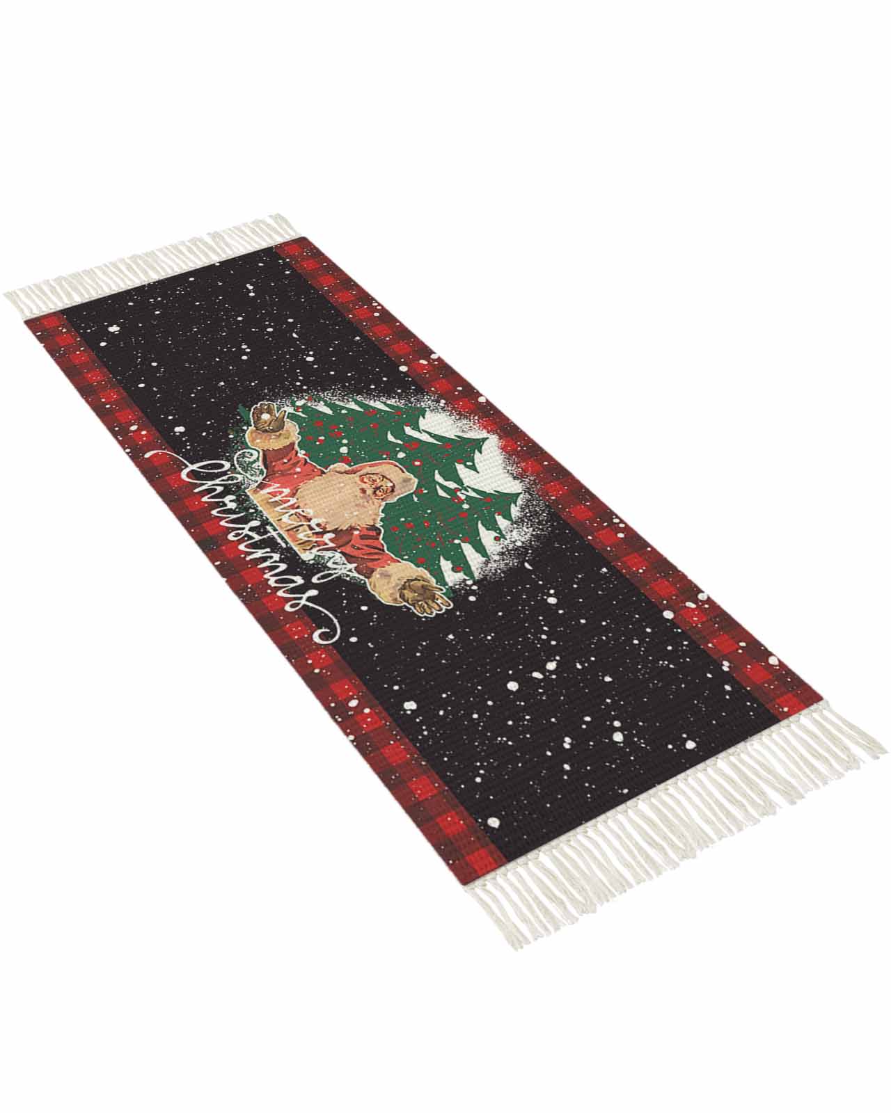 Christmas Runner Rug for Hallway 2x5ft, Merry Christmas Santa Xmas Tree ...