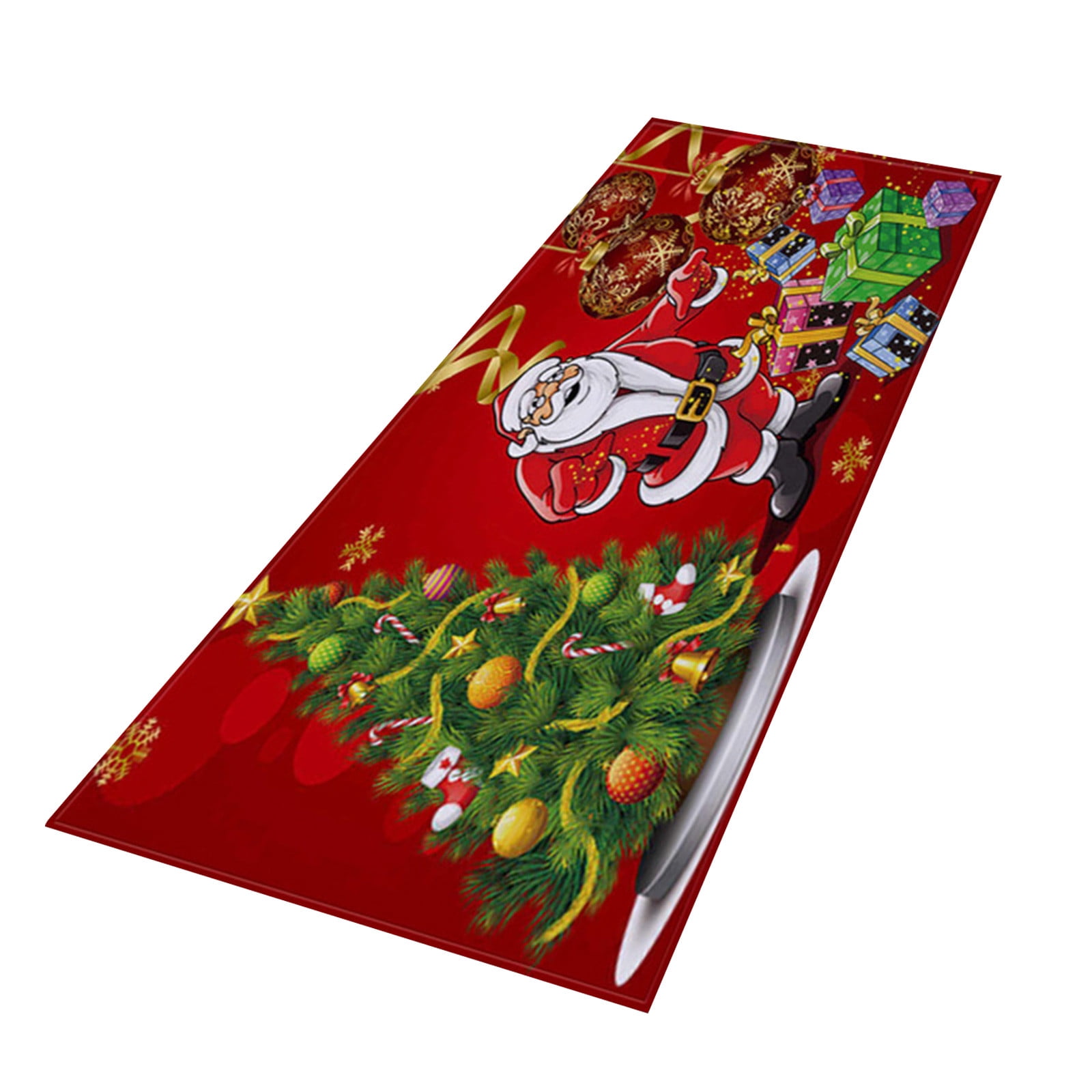 Christmas Runner Rug Santa Claus Snowman Reindeer Area Rug Non-Slip ...