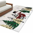 Christmas Rustic, 3'x5' Washable Rug, Winter Snowman Gold Snowflake Non ...