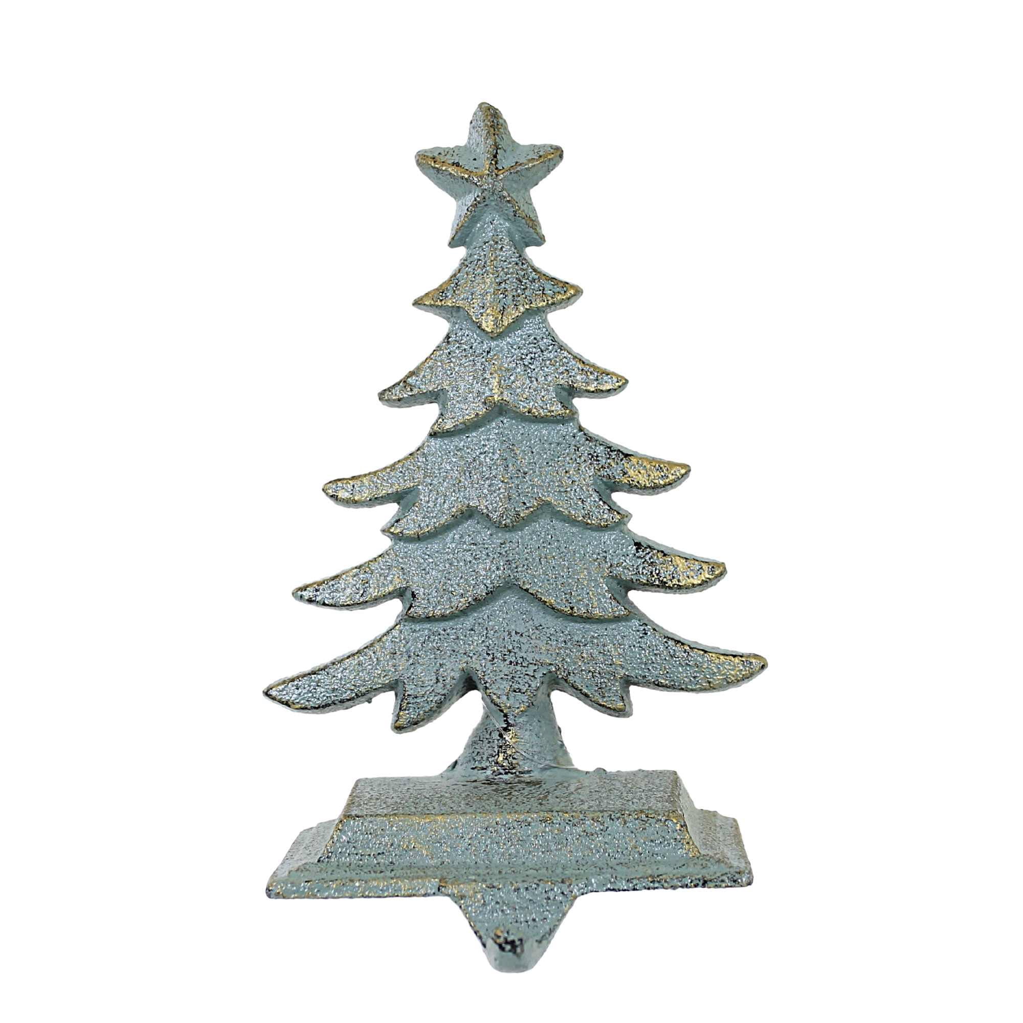 Christmas Rustic Tree Stocking Holder Metal Star Mantle Tc01165 Green ...