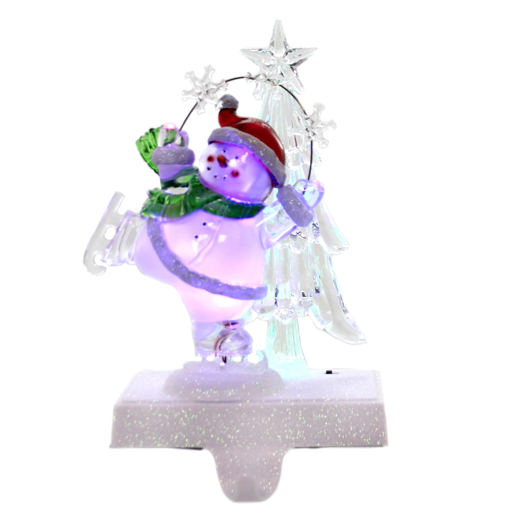 Christmas Skating Snowman Led Stocking Holder Color Changing Light ...